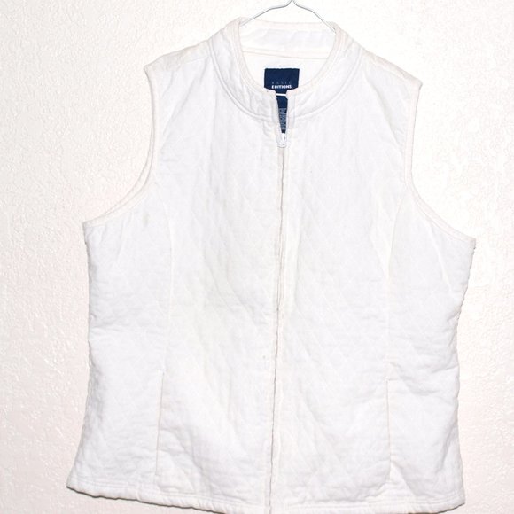 Basic Editions | Tops | Basic Editions Womens White Full Zip Quilted ...